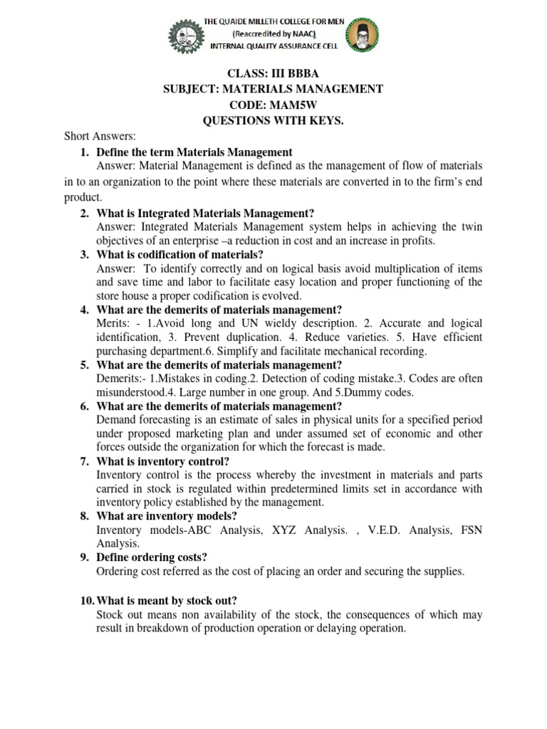 Overview of Materials Management Concepts | PDF | Inventory | Procurement