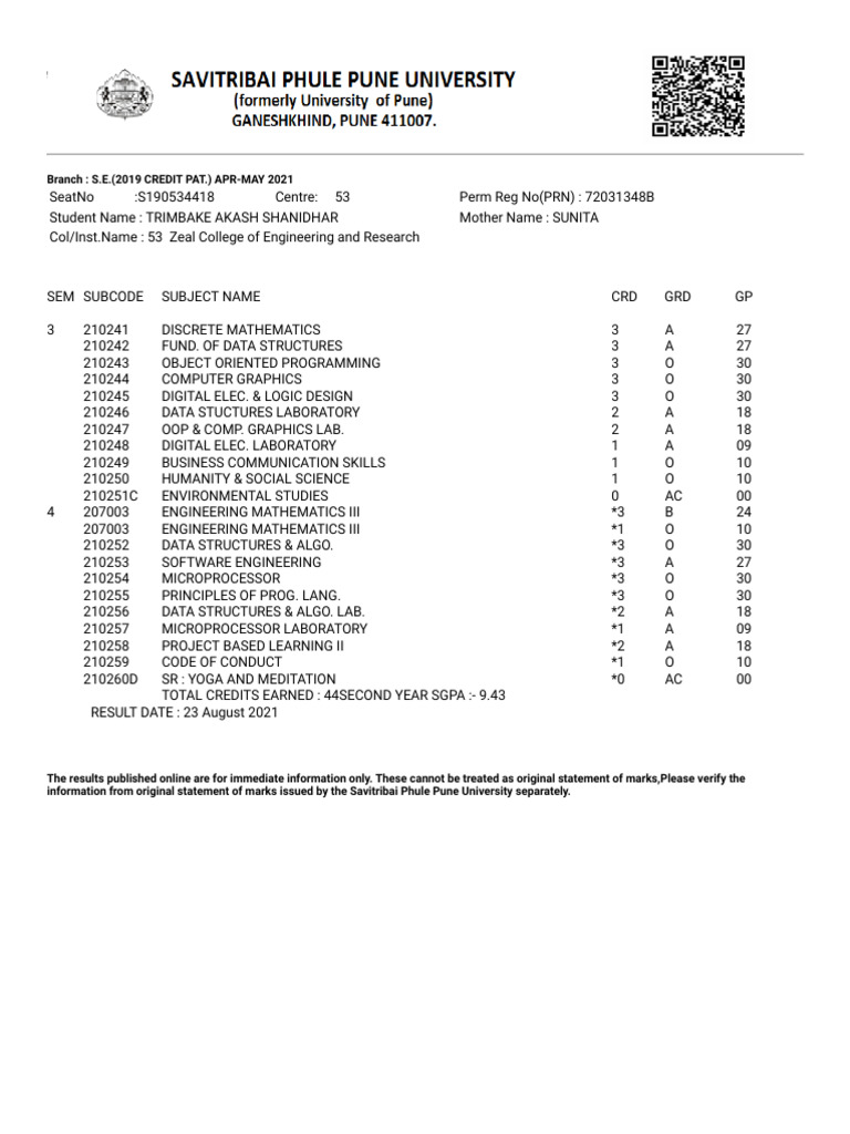 Savitribai Phule Pune University, Online Result | PDF | Computing | Information Technology