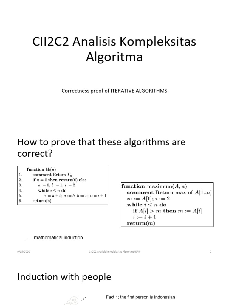 CII2C2 - EAR - DAA - Lecture 1-Correctness Proof of Iterative Algo-Revised 20200915 | PDF | Komputer