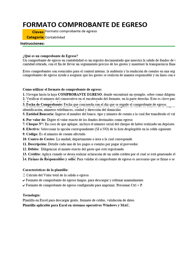 Formato Comprobante de Egreso | PDF | Cheque | Contabilidad