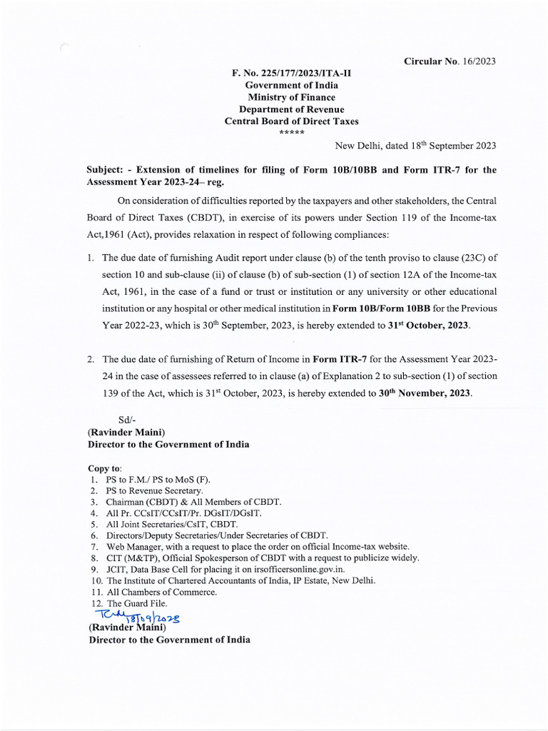 Circular No. 16 of 2023 | PDF