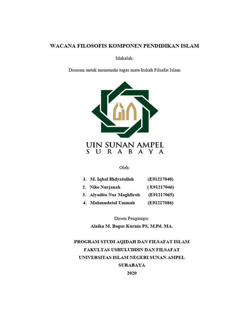 Wacana Filosofis Komponen Pendidikan Islam Kel 4 | PDF