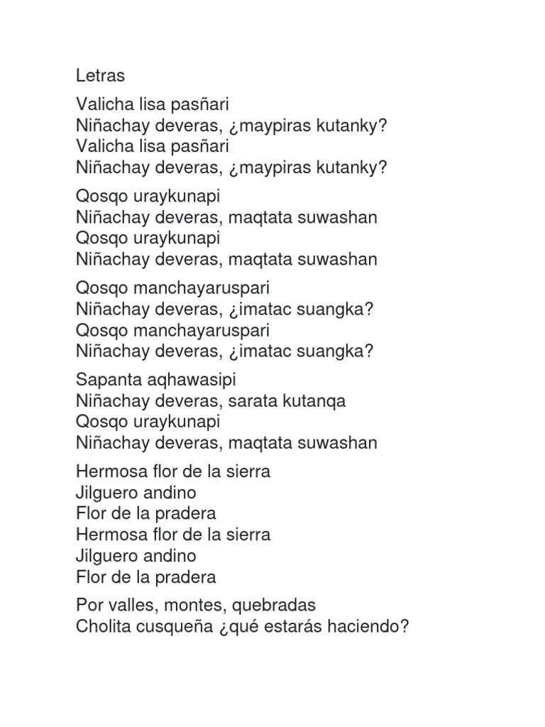 Letras Valichaa | PDF | Poesía