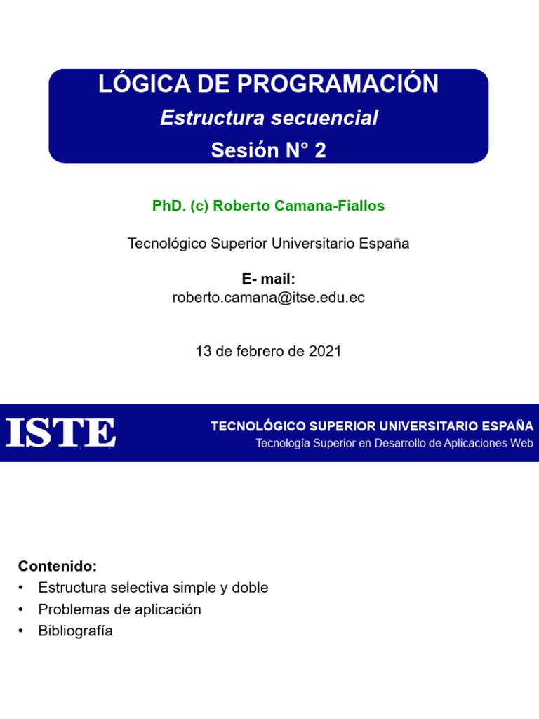 Sesion 3 Estructura Selectiva Simple Y Doble Pdf Algoritmos
