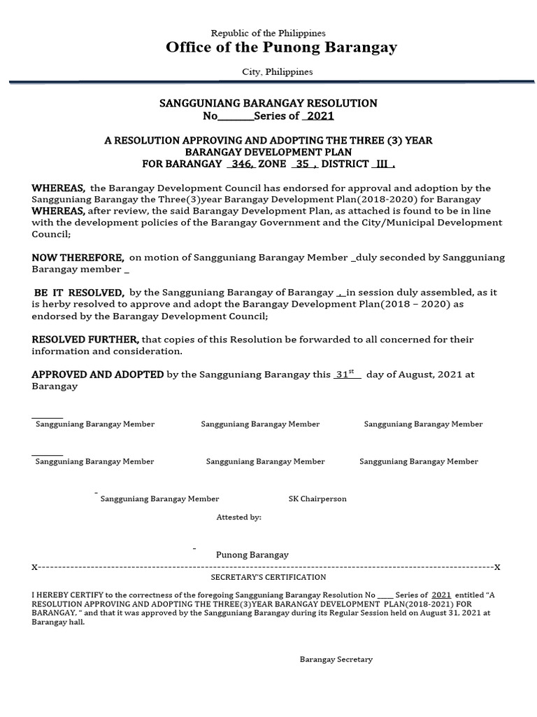 Ok Resolution-Approving-3-Year-Bdp | PDF | Government