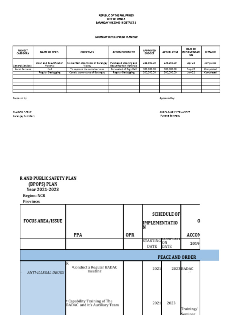 Ok Accomplishment Report BDP 2022 | PDF