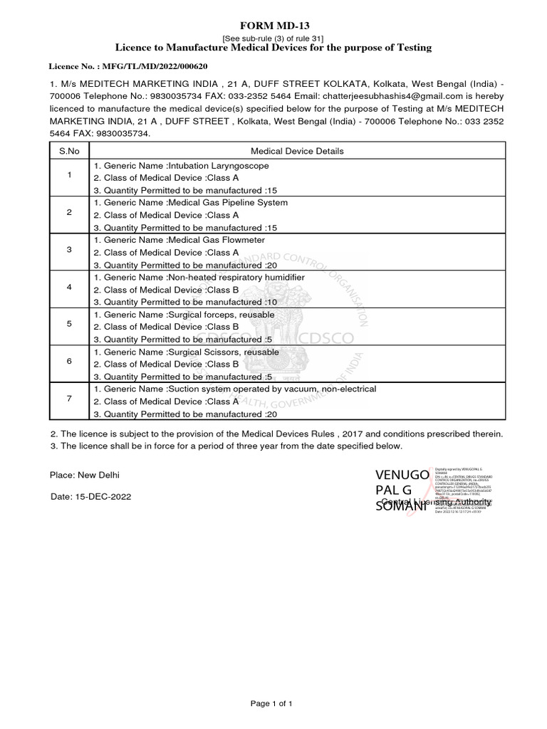 Cdsco - Test Licence | PDF | Medical Device | Generic Drug Cdsco - Test Licence | PDF | Medical Device | Generic Drug