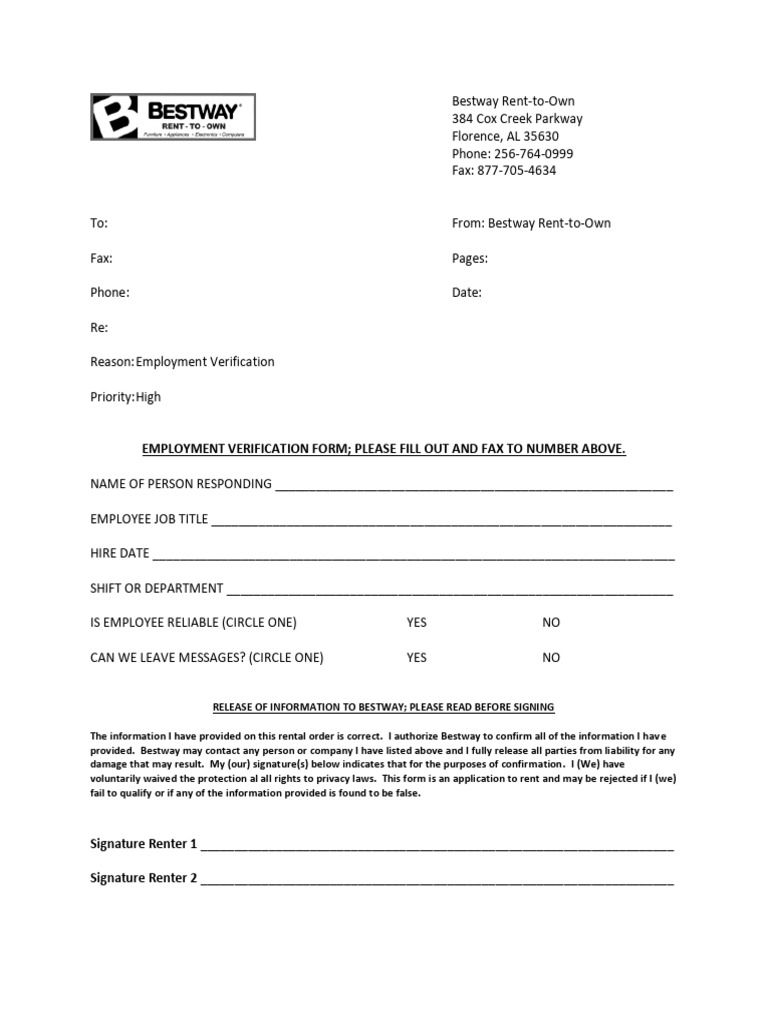 Employment Verification Form | PDF