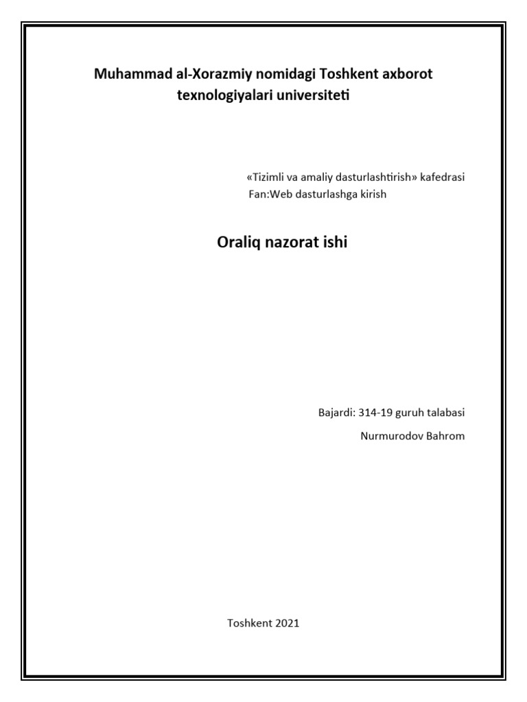 oraliq_nazorat | PDF