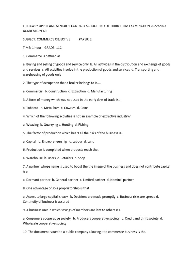 Commerc 11c.obj. 2023 | PDF