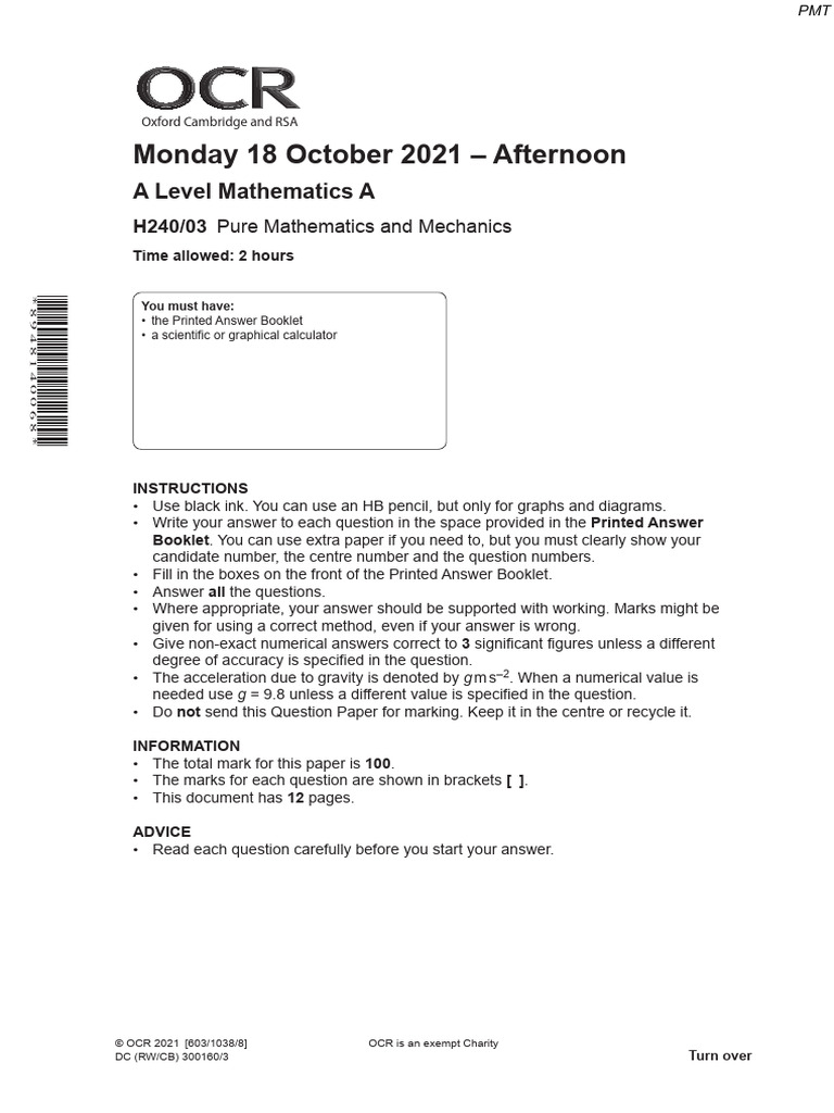 downloadMathsA LevelPapersOCRPaper 3QPNov20202120QP PDF | PDF