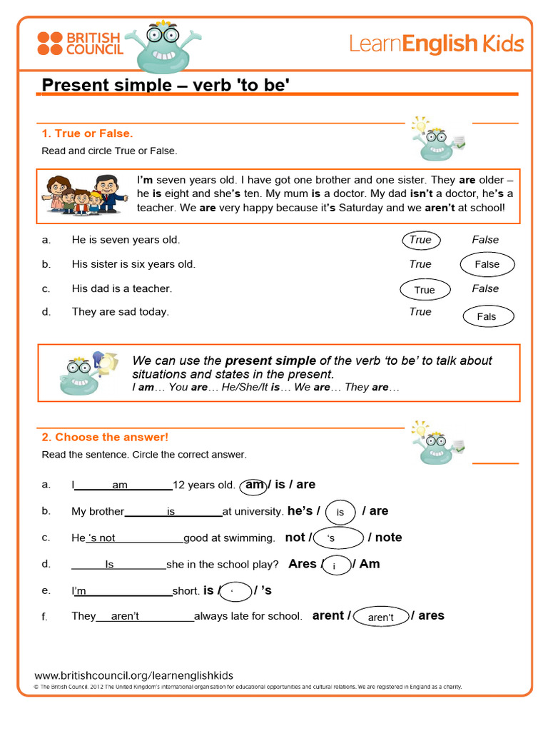 Grammar Games Present Simple Verb To Be Worksheet | PDF