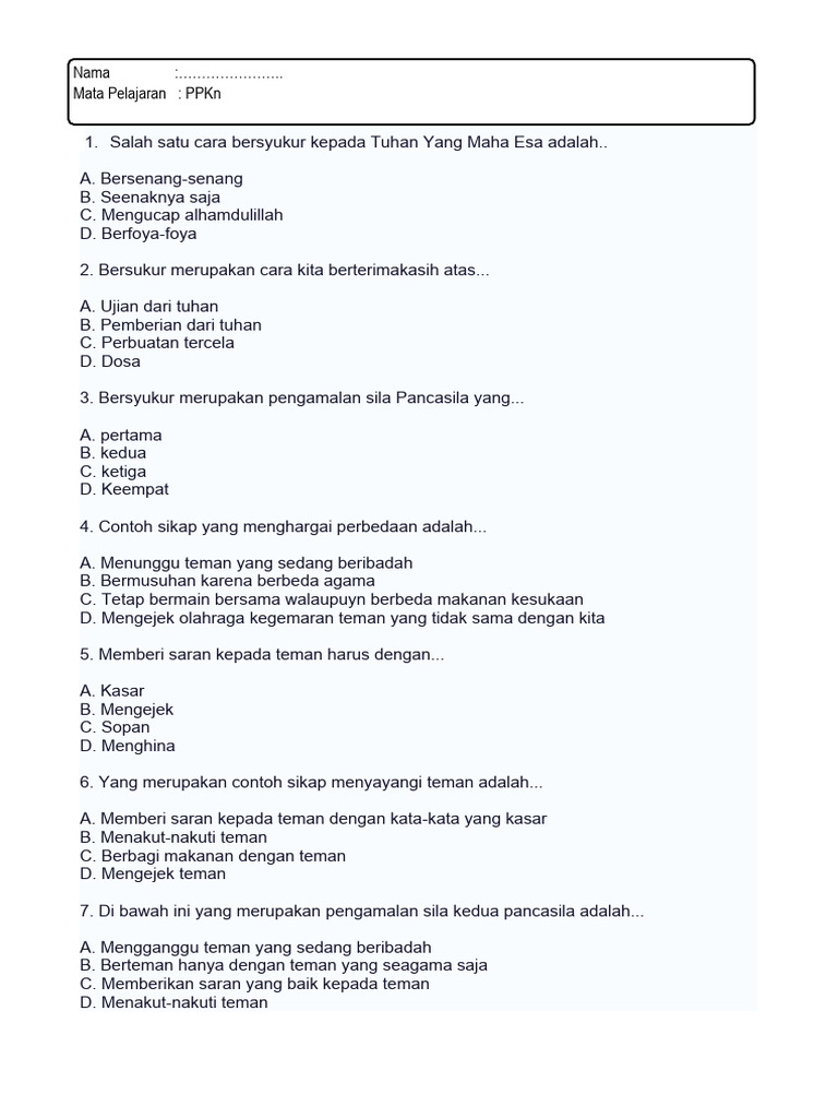 Soal PPKN Fix | PDF
