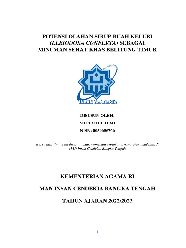 Potensi Olahan Sirup Buah Kelubi (Eleiodoxa Conferta) Sebagai Minuman ...