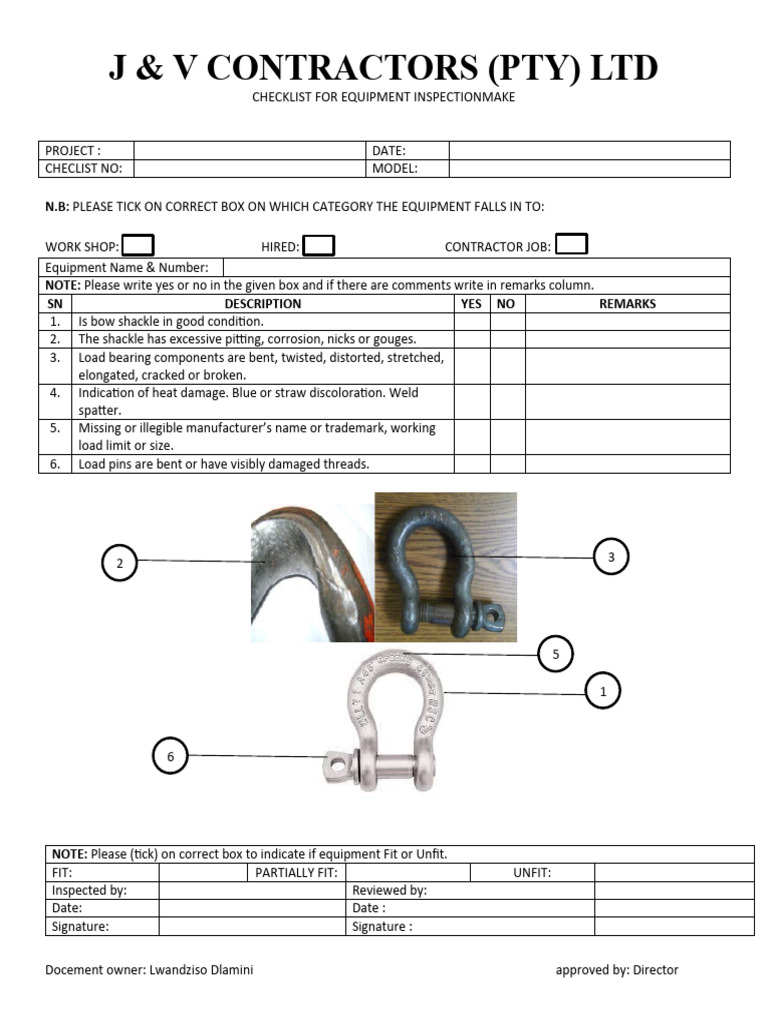 BOW SHACKLES Inspection | PDF