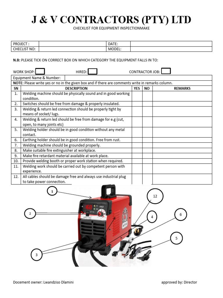 Welding Machine Inspection | PDF | Electrical Connector | Welding