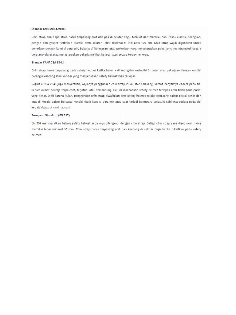 Aturan Pemakaian Safety Helm | PDF