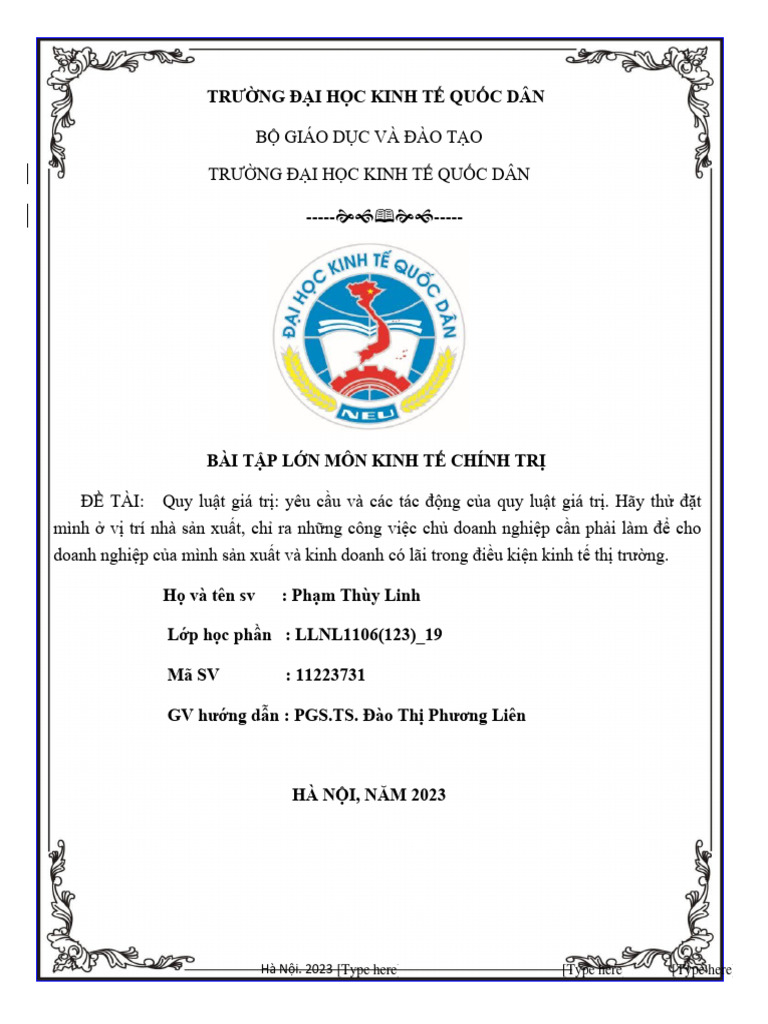 BTL MÔN KTCT - Mai Thành L C | PDF