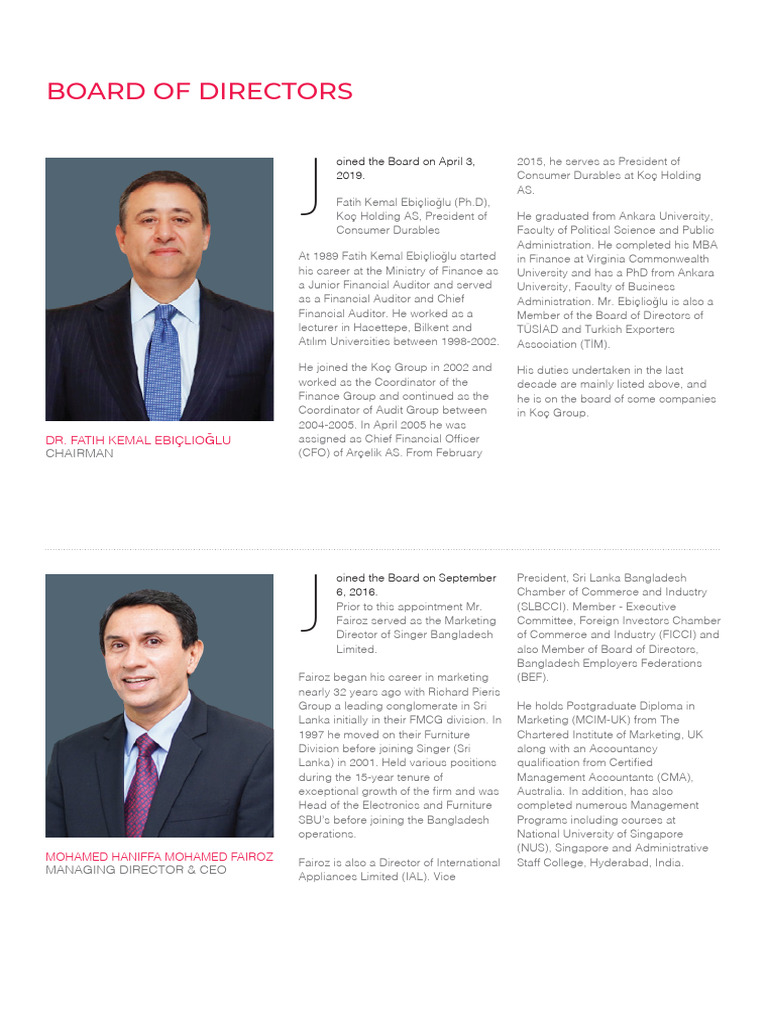 Singer Bangladesh Board of Directors | PDF | Business