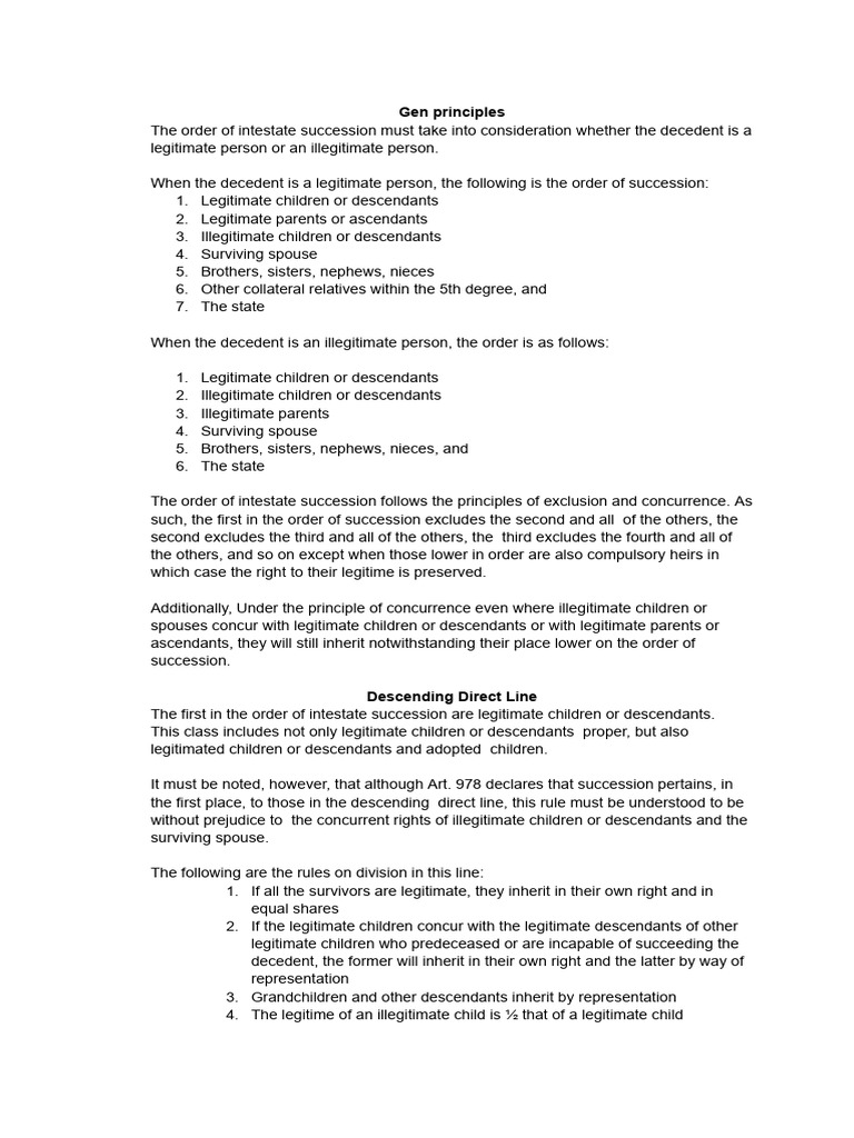 Brief Gen. Principles (Intestate) | PDF