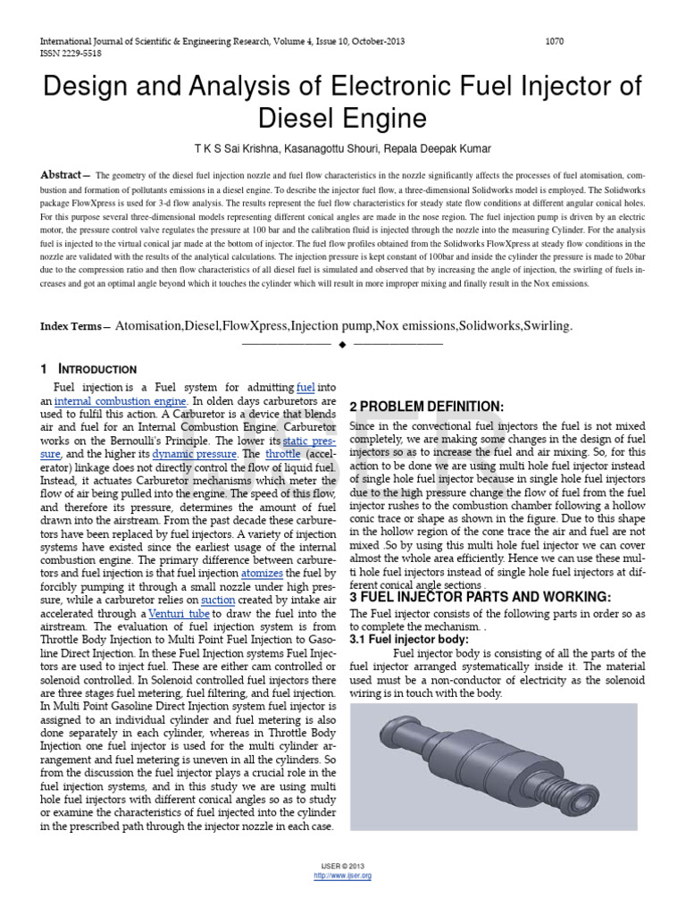 Design of Diesel Fuel Injector System | PDF | Fuel Injection | Diesel ...