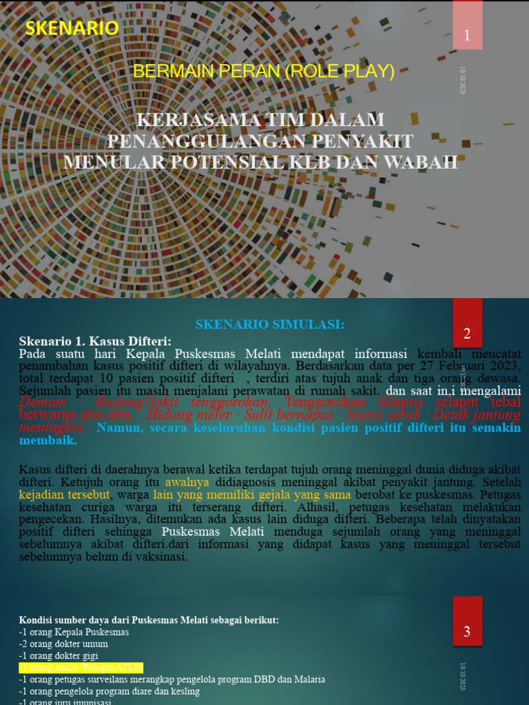 Skenario Kerja Sama Tim TGC Wabah-KLB - Roleplay | PDF