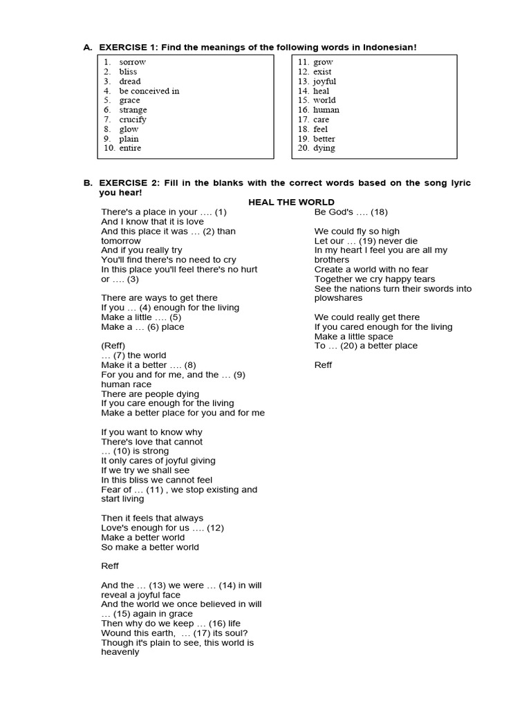 Exercise Song KLS 9 | PDF