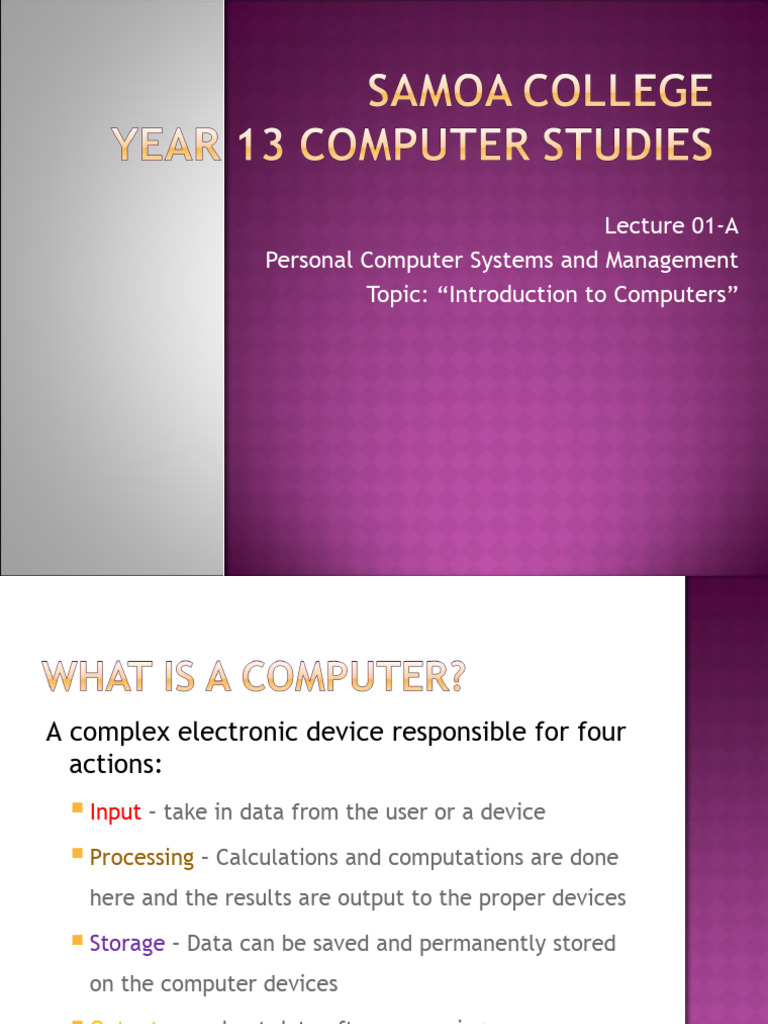 YR13_Lecture_01A - Introduction to Comp | PDF | Computer Data Storage | Input/Output