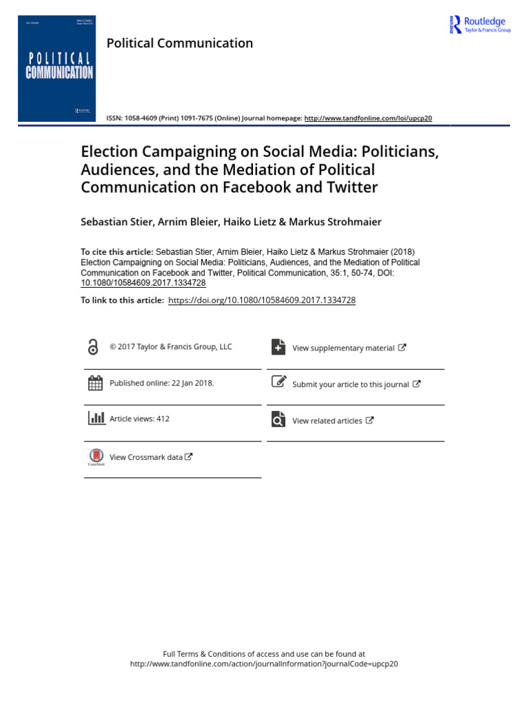 Election Campaigning On Social Media: Politicians, Audiences, and The ...