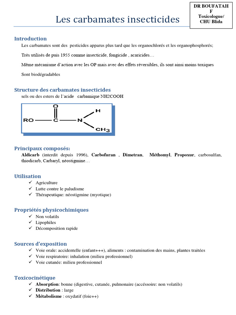 Intoxication par les insecticides carbamates | PDF | Insecticide ...