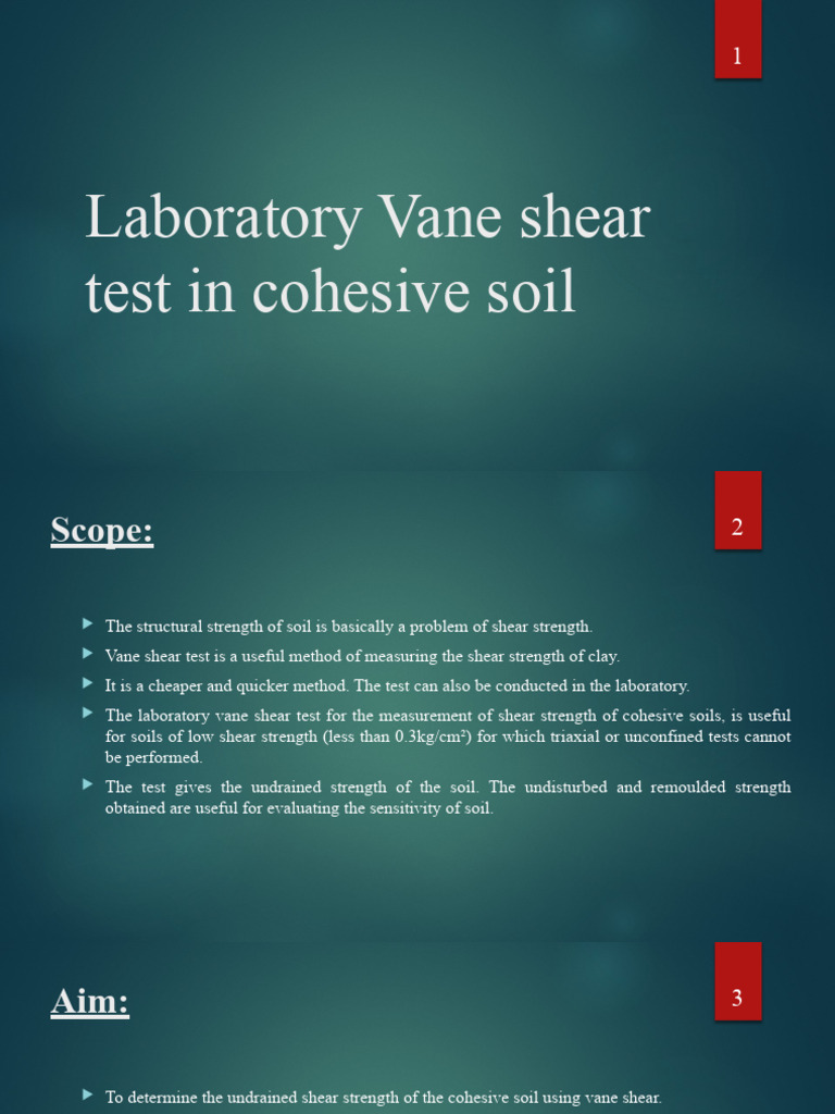 Laboratory Vane Shear Test in Cohesive Soil | Download Free PDF | Soil ...