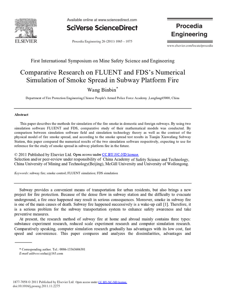Subway Fire Smoke Simulation Study | PDF | Fluid Dynamics ...