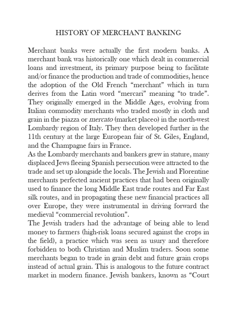History of Merchant Banking | PDF | Business | Economies
