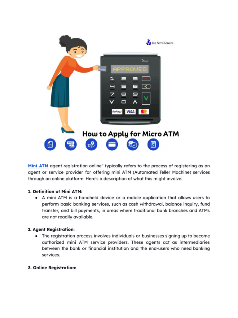 Mini ATM Agent Online Registration Guide | PDF