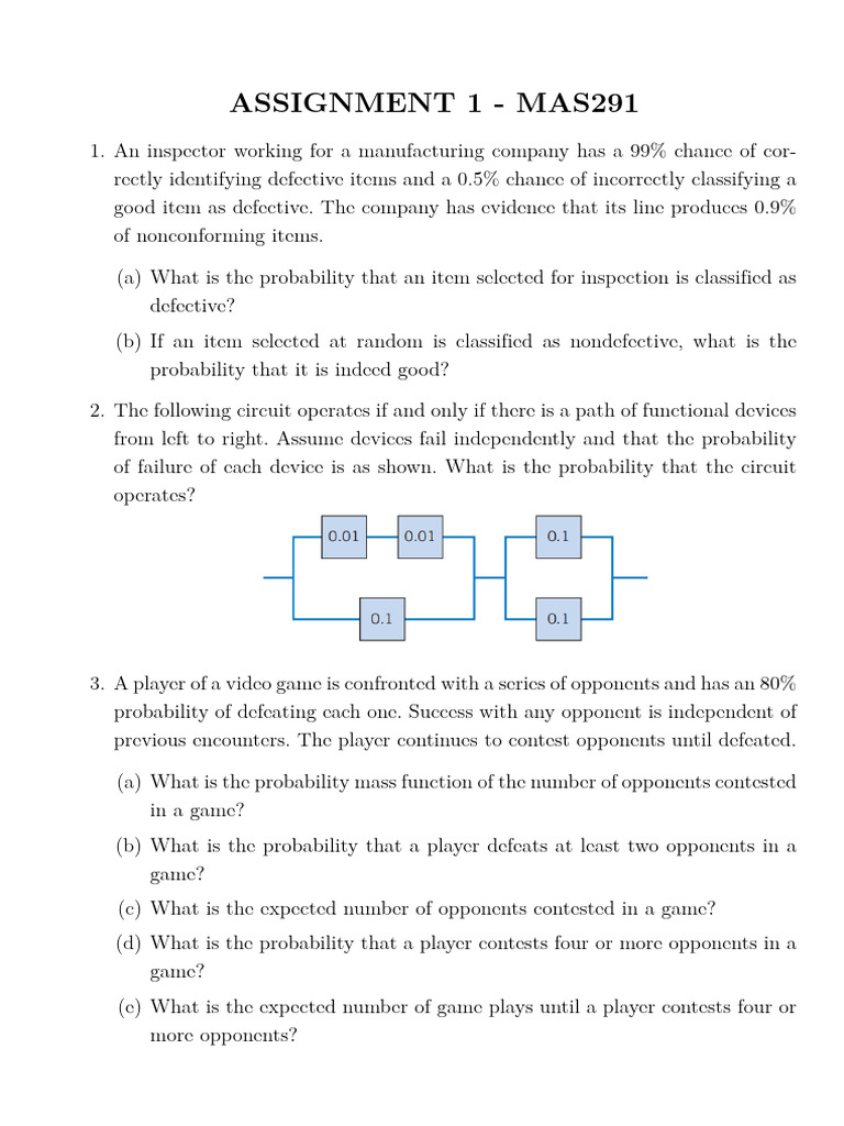 Assignment 1 MAS291 | PDF