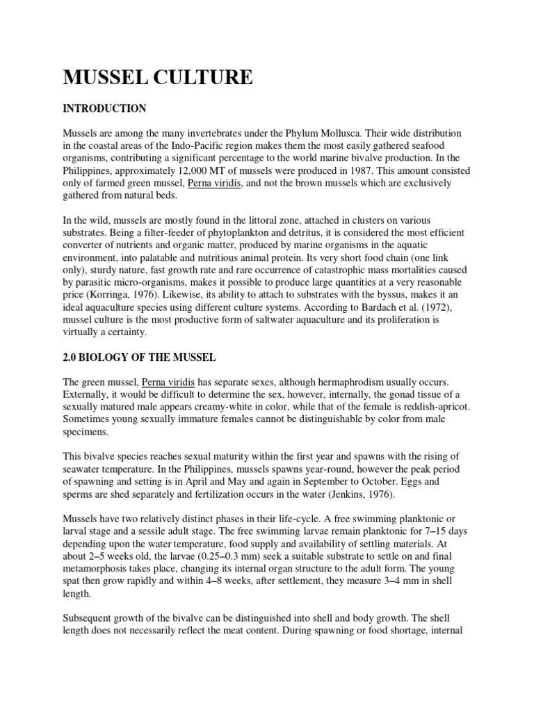 Mussel Rack Culture Techniques | PDF