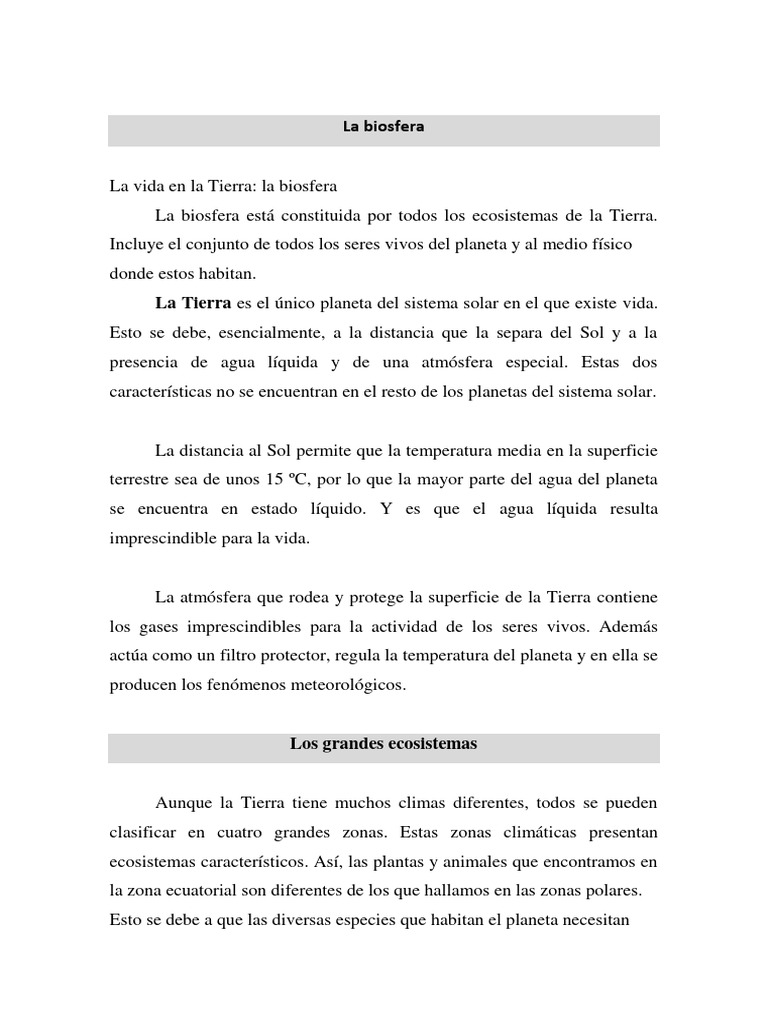 La Biosfera: Ecosistemas y Conservación | PDF | Ciencia y matemáticas