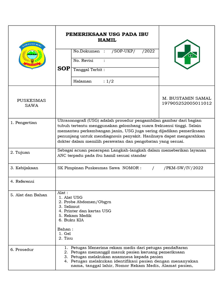 Sop Usg | PDF | Pengembangan Diri | Kesehatan Holistik