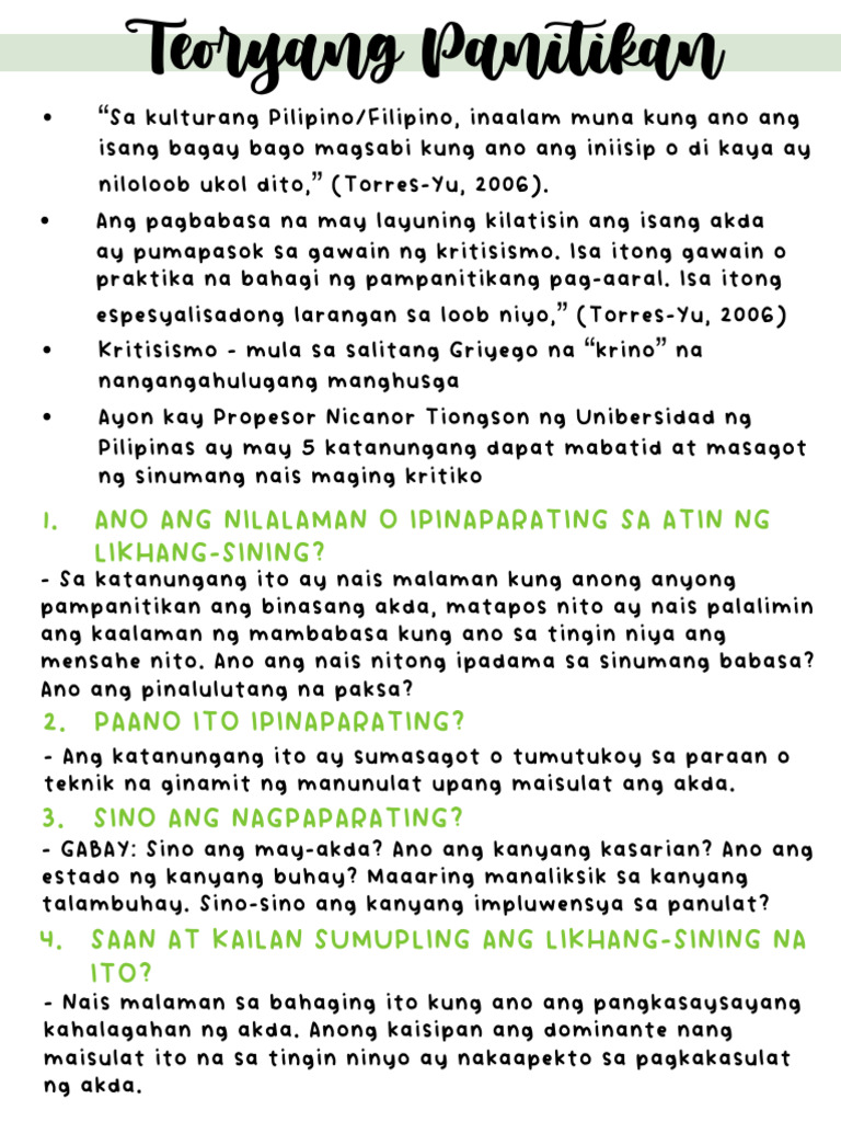 Ano Ang Nilalaman O Ipinaparating Sa Atin NG Likhang-Sining? | PDF