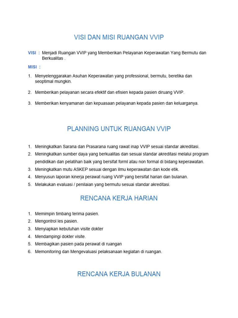 Visi Dan Misi Ruangan Vvip | PDF