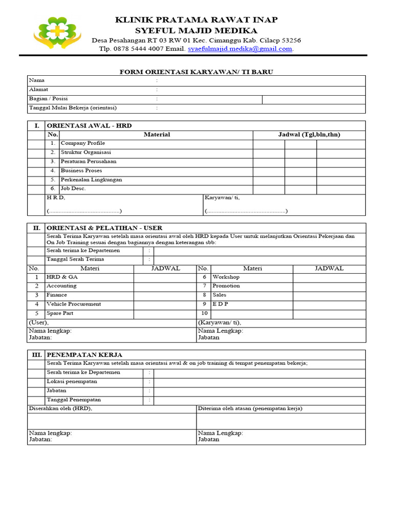 Dokumen.tips Form Orientasi Karyawan Baru | PDF