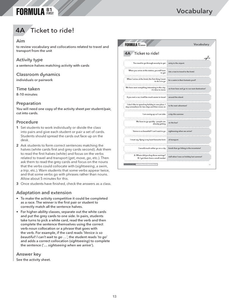 FORM B1 Photocopiables TNs 4A | PDF | Verb | Linguistic Morphology