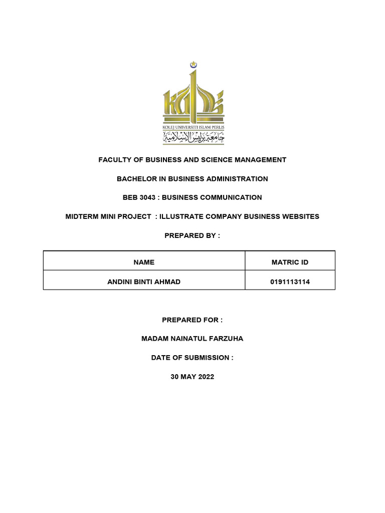 Beb 3043 Business Communication (Midterm Project) | PDF