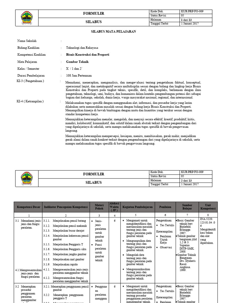 Silabus Gambar Teknik | PDF