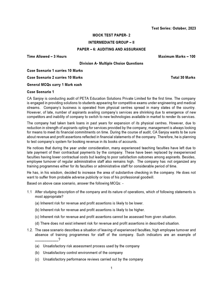 MTP 12 21 Questions 1696771411 | PDF | Audit | Financial Audit