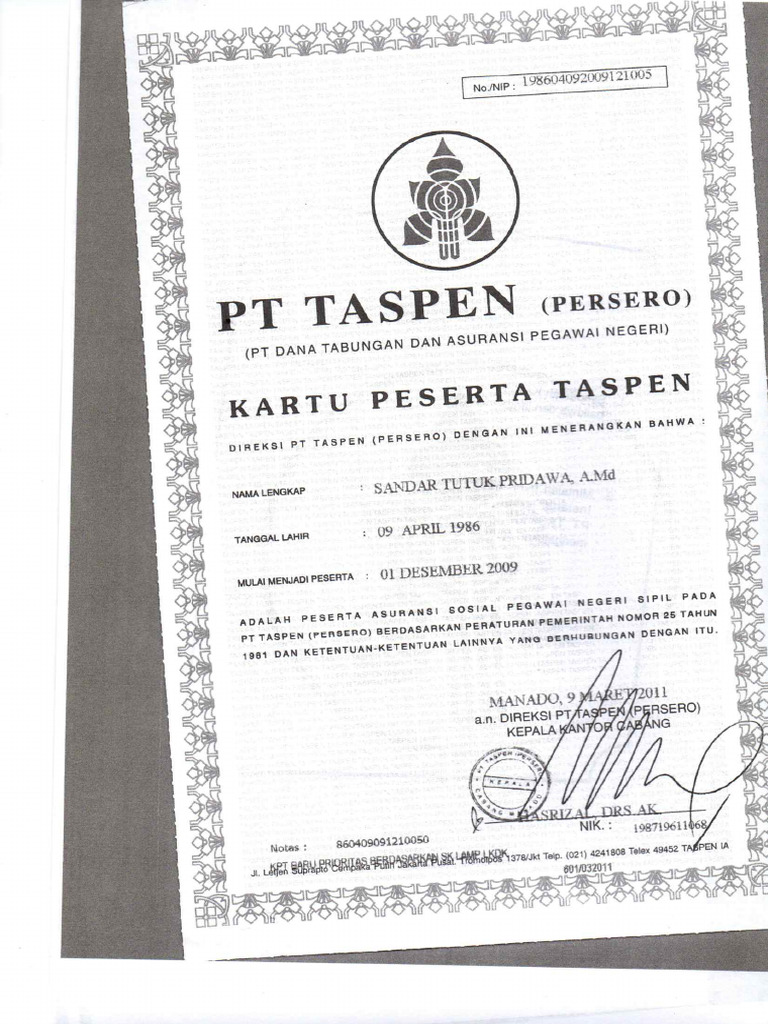 Kartu Taspen | PDF