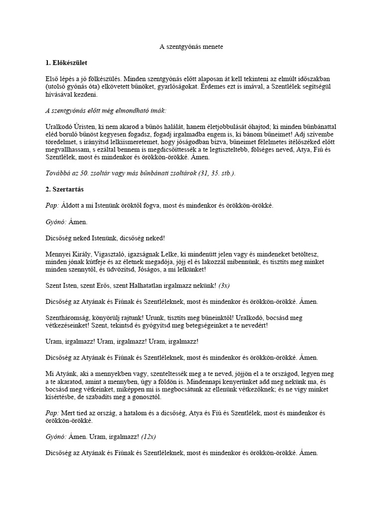 A Szentgyónás Menete | PDF