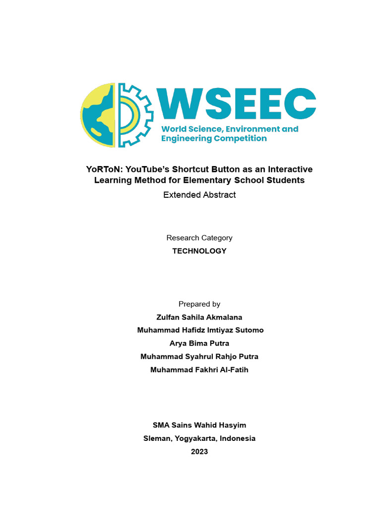 YoRToN WSEEC Online 2023 Extended Abstract | PDF