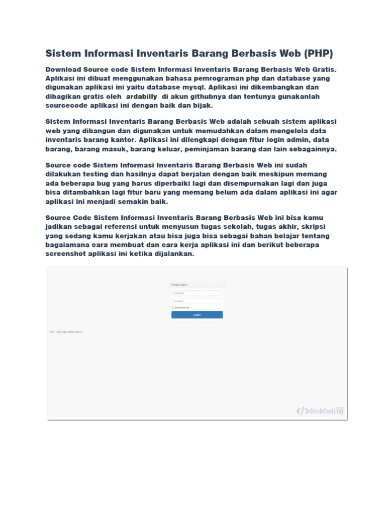 Sistem Informasi Inventaris Barang Berbasis Web | PDF | Komputer