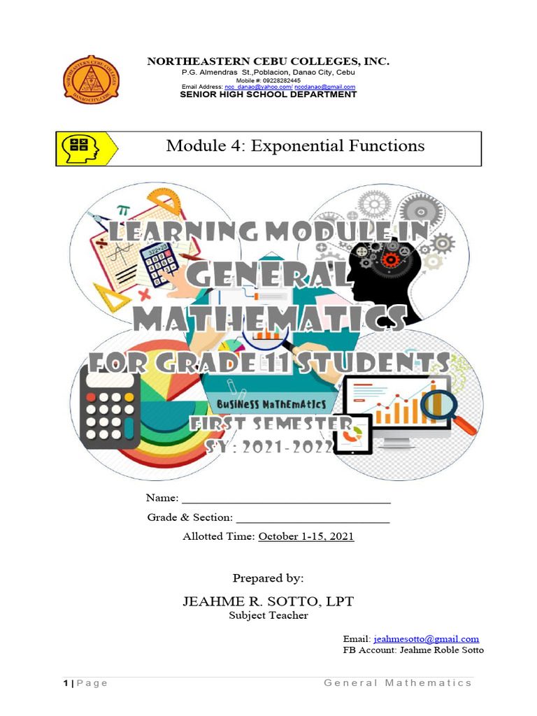 Module 4 Exponential Functions | PDF | Function (Mathematics ... Module 4 Exponential Functions | PDF | Function (Mathematics ...